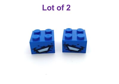 Lego 2x2 Brick with Metallic Light Blue White Black Dragon Eye Pattern ...