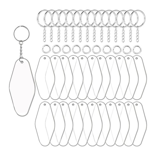 30 Sets Acrylic Blank Key Tag Kit Including 30 Motel Hotel Shape ...