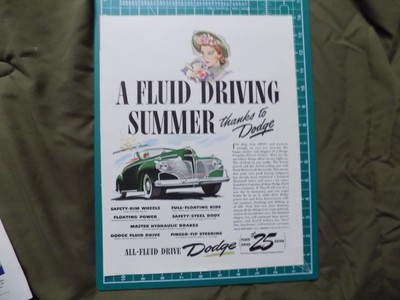 1941 PRINT AD DODGE FLUID DRIVING ALL FLUID DRIVE 25.00 EXTRA WW2 | eBay