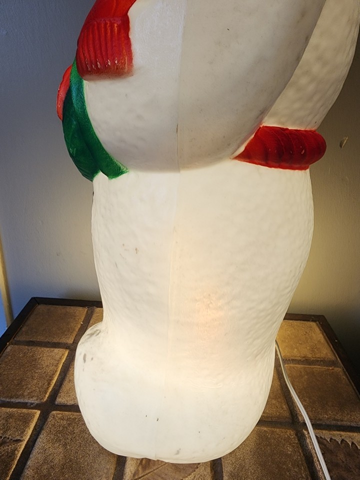 Vintage 1994 TPI Snowman Christmas Lighted Blow Mold 31” Derby Hat W ...
