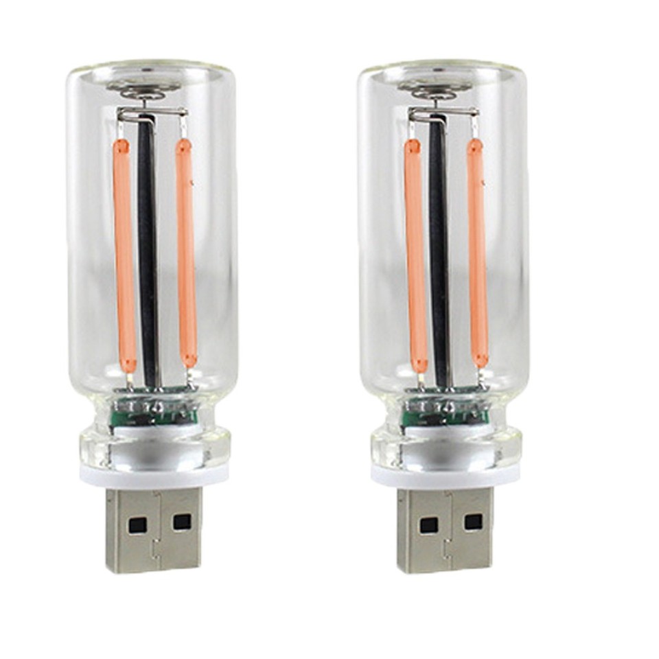 2Pcs USB Car LED Lighting Retro Auto Mood Lamp Night Lamps USB Touch ...