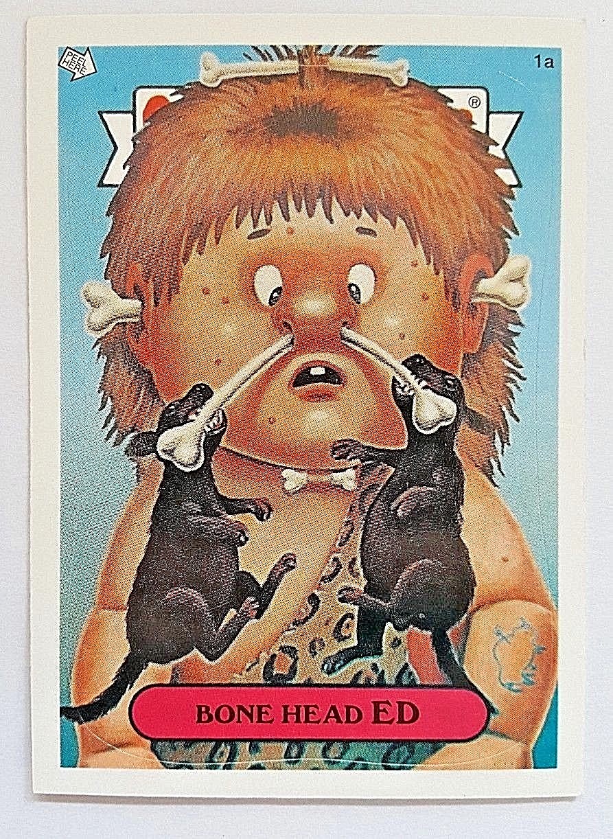 GARBAGE PAIL KIDS 1A BONE HEAD ED STICKER CARD WITH PUZZLE PIECE & CASE ...