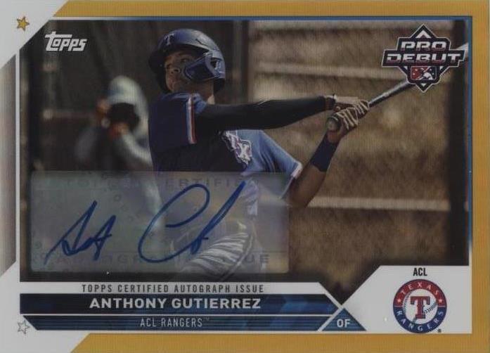 2023 Topps Pro Debut - Anthony Gutierrez #PD-167 Gold Foil Autographs ...