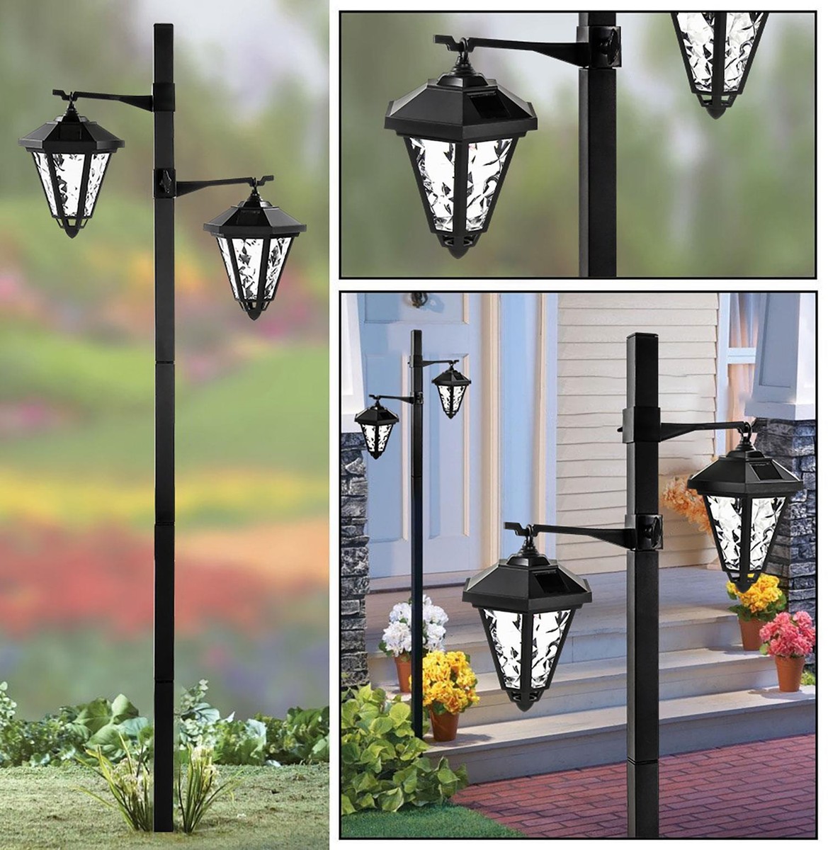 Solar Post Lantern Head Outdoor Decor, Outdoor Solar Lamp Post Lights,