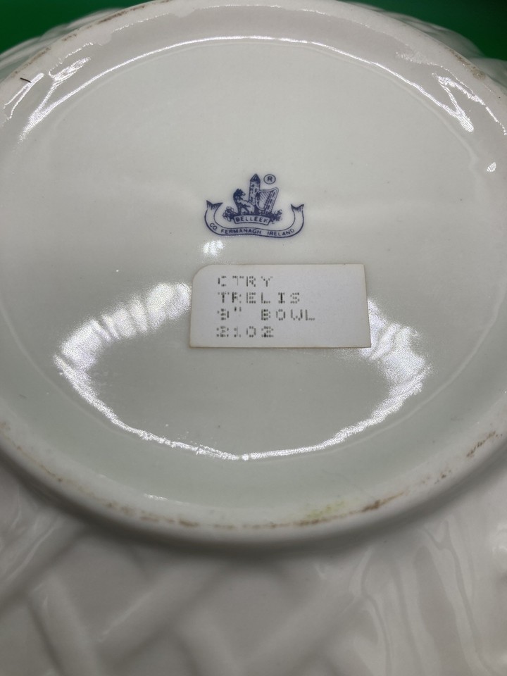 BELLEEK COUNTRY TRELLIS PINK LILY PORCELAIN 9 inch BOWL | eBay UK