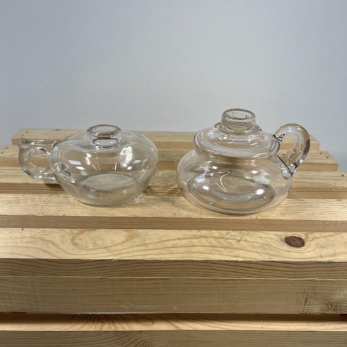 Pair Antique Oil Lamp, Font,Clear Glass, No Coller Or Burner, Finger ...