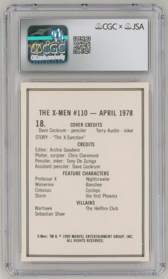CGC JSA SS 7.5 X-Men #110 Marvel Trading Card / SIGNED Dave Cockrum ...
