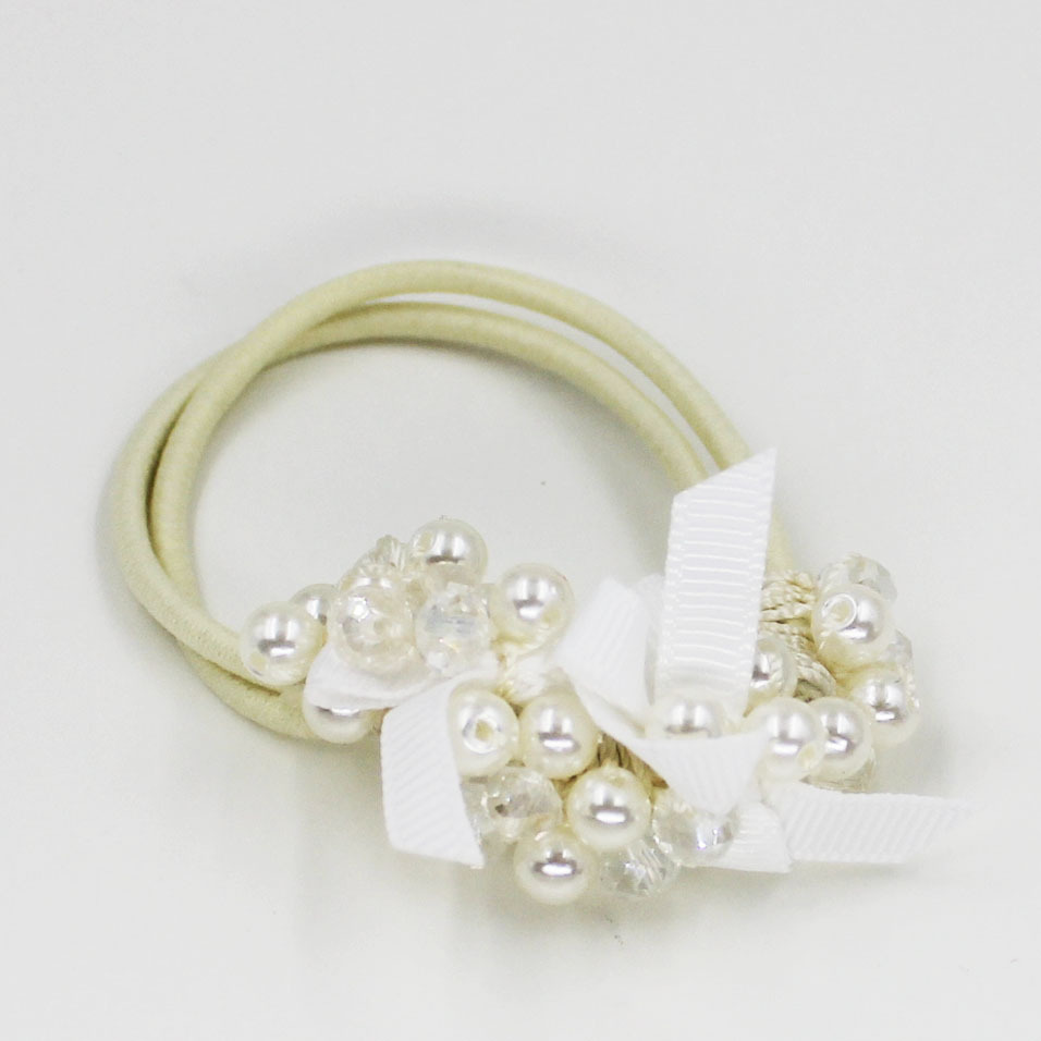 Pearl Acrylic Beads Elastic Hair Accessories Band Ring Rope Ties ...
