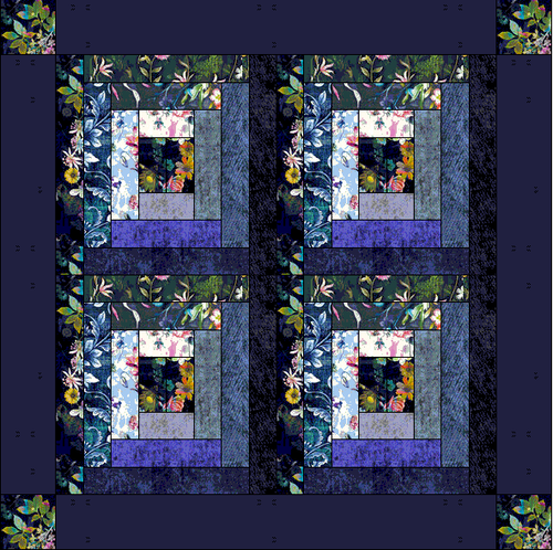 Log Cabin Floral Quilt Pattern by Ellie's Cottage, 50 x 50 cm finished ...