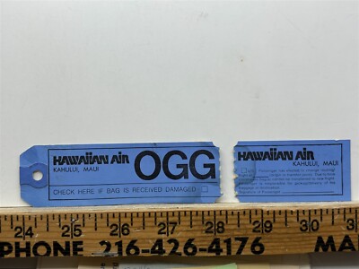 1980s Hawaiian Air Kahului Maui Checked Baggage Tickets Hawaii Vintage ...