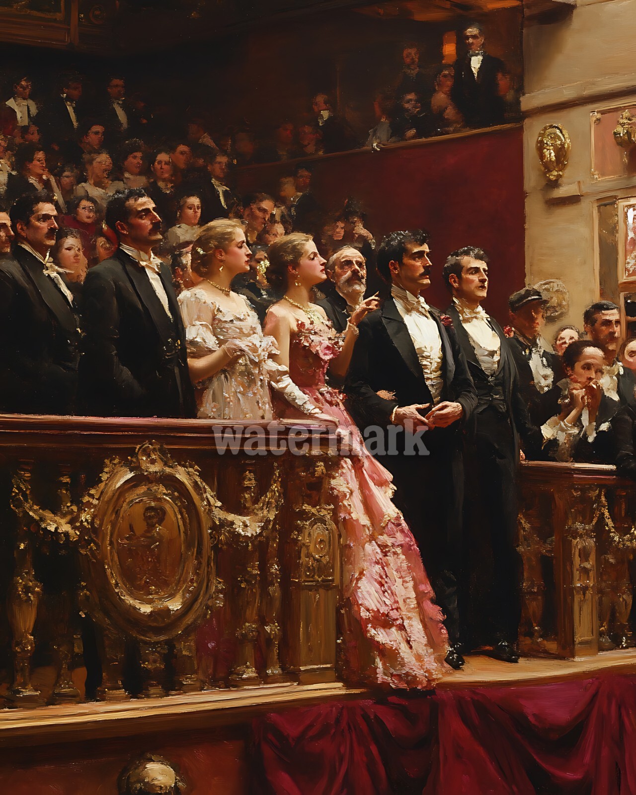 Victorian opera performance with an audience in forOil Painting 8x10 ...