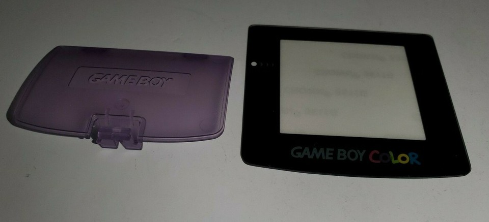 NEW Gameboy Color Plastic Screen & Dark Atomic clear Purple Battery ...
