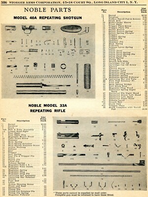 1955 Print Ad of Noble Model 40A Shotgun & 33A Repeating Rifle Parts ...