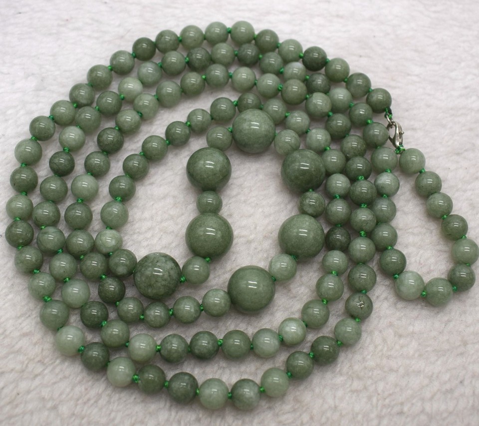 Natural Beautiful New 8-14mm A Green Jade Round Gemstone Beaded ...