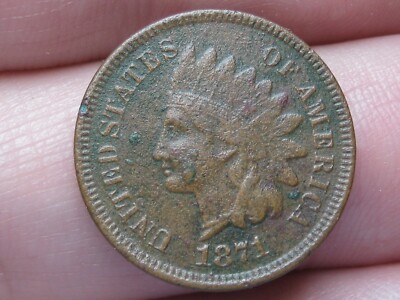 1871 Indian Head Cent Penny- Partial LIBERTY, Bold N, VF Details | eBay