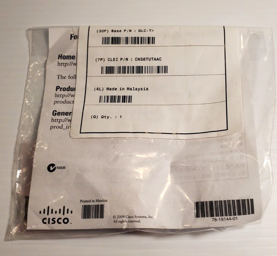 Sealed Unopened in Bag OEM Cisco GLC-T 1000Base-T SFP Transceiver ...