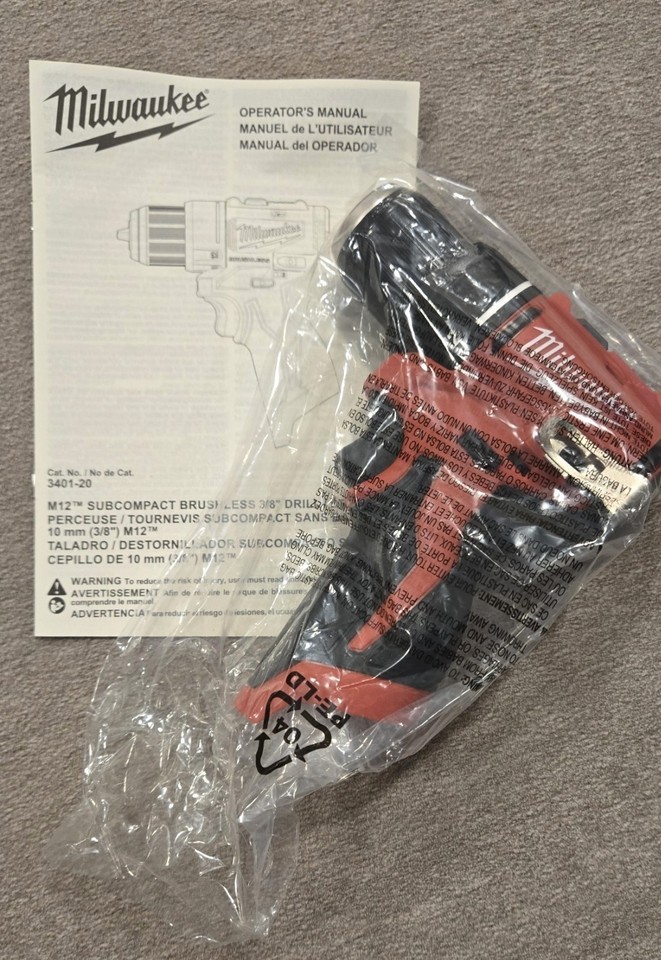 Milwaukee M12 3401-20 12V 3/8" Subcompact Brushless Drill/Driver NEW ...