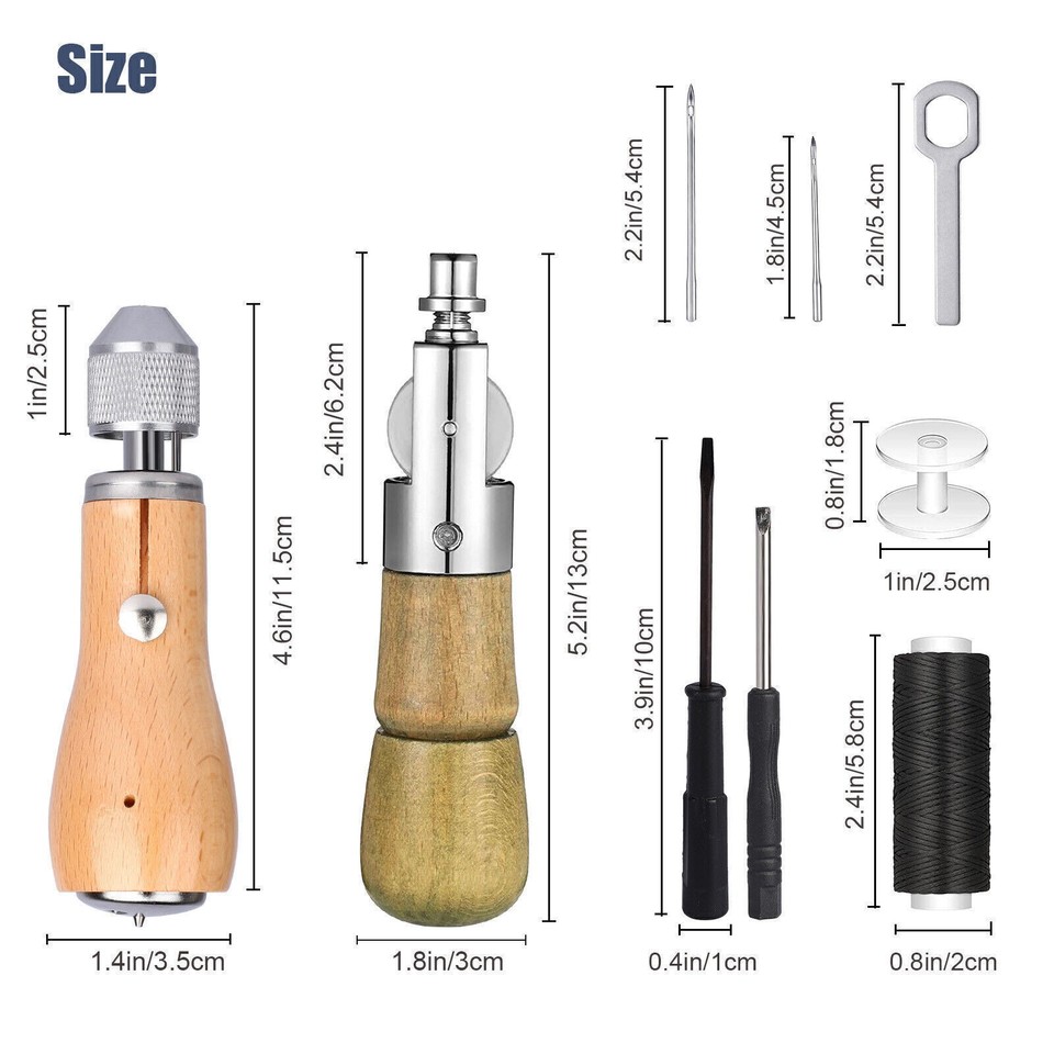 Leather Sewing Awl Thread Kit with Waxed Thread Manual Tool Accessories ...