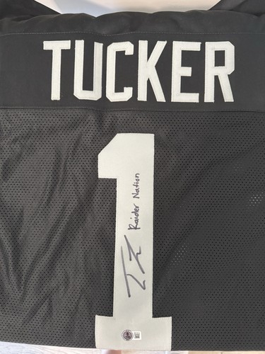TRE TUCKER SIGNED AUTOGRAPH LAS VEGAS RAIDERS CUSTOM JERSEY BECKETT BAS ...