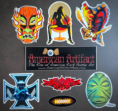 8x LOT Hot Rod Tiki Vinyl STICKERS ~ FORBES, ALMERA, VON DUTCH, HORNE ...