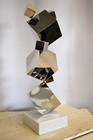 Abstruse Modern Stainless Steel Floating Cube Shapes Statue 9" x 11" x ...