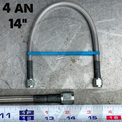 14" Stainless Steel Braided Hydraulic Line (-4AN Straight to -4AN ...