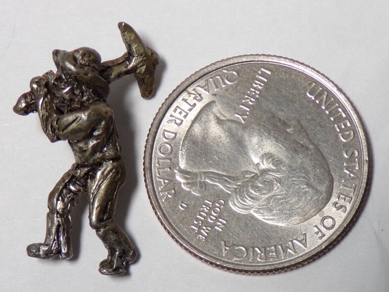 OLD GOLD MINER MAN WITH PICK AXE PEWTER METAL FIGURINE MINIATURE CHARM ...