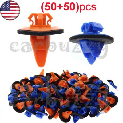 100PC 75395-35070 Orange & Blue Moulding Trim Clips For Toyota Tacoma ...