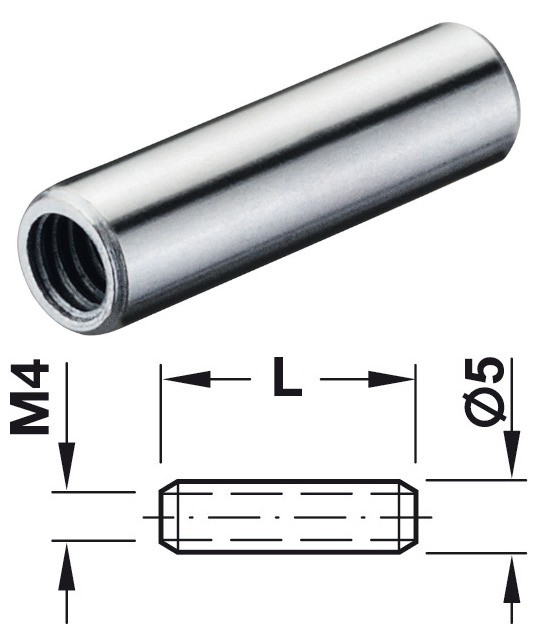 M4 INTERNAL THREADED SLEEVE ROD BAR STUD ROUND CONNECTOR NUT BOLT MANY ...