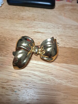 Vintage Monet 80's Bold Big Bow Brooch Pin Gold Tone Stunning Signed | eBay