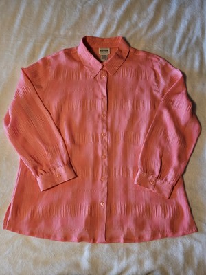BonWorth Women’s Pink Long Sleeve Button Up Top Blouse Size LP | eBay