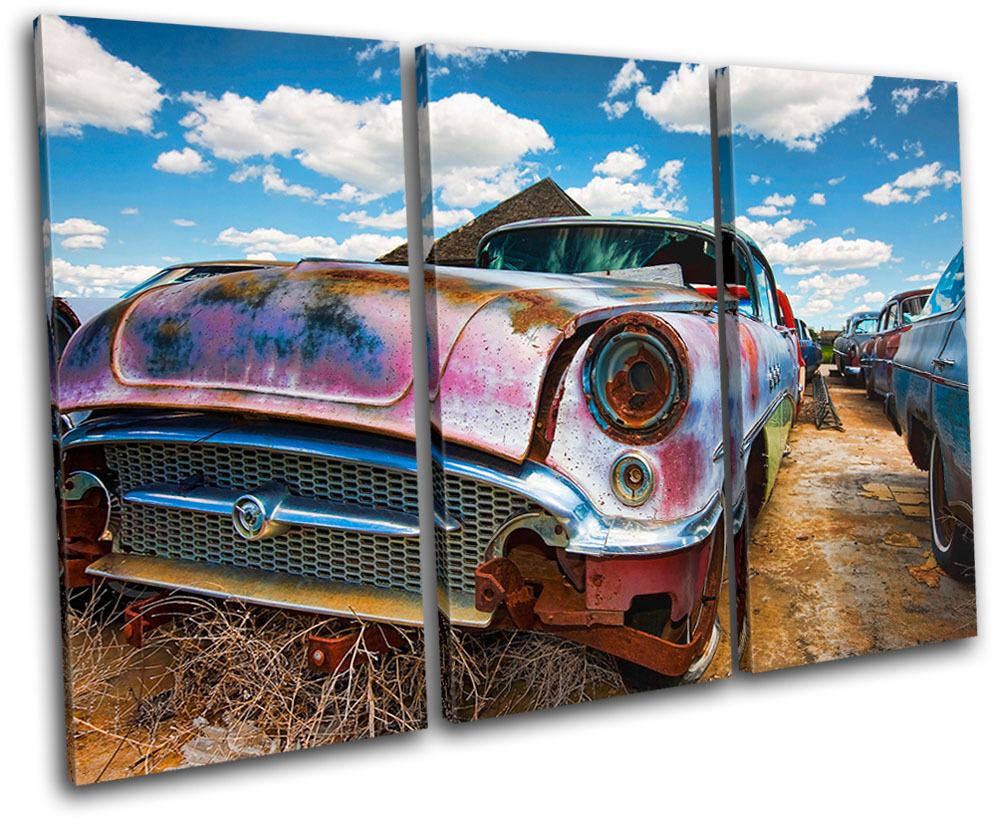 Old Car Automobile rustic Decay Urban Canvas Art Picture Print ...