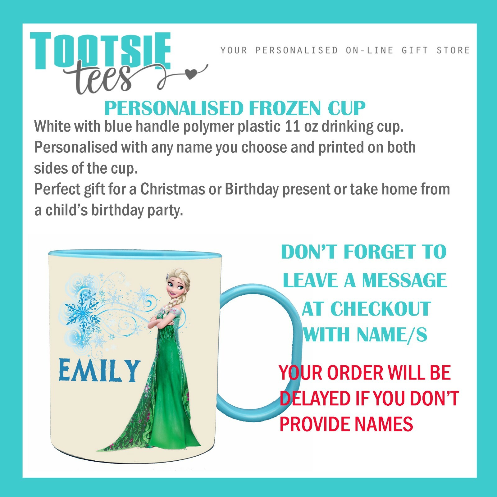 Frozen 2 Personalised Plastic Cup Mug Child's Girls Birthday Christmas ...