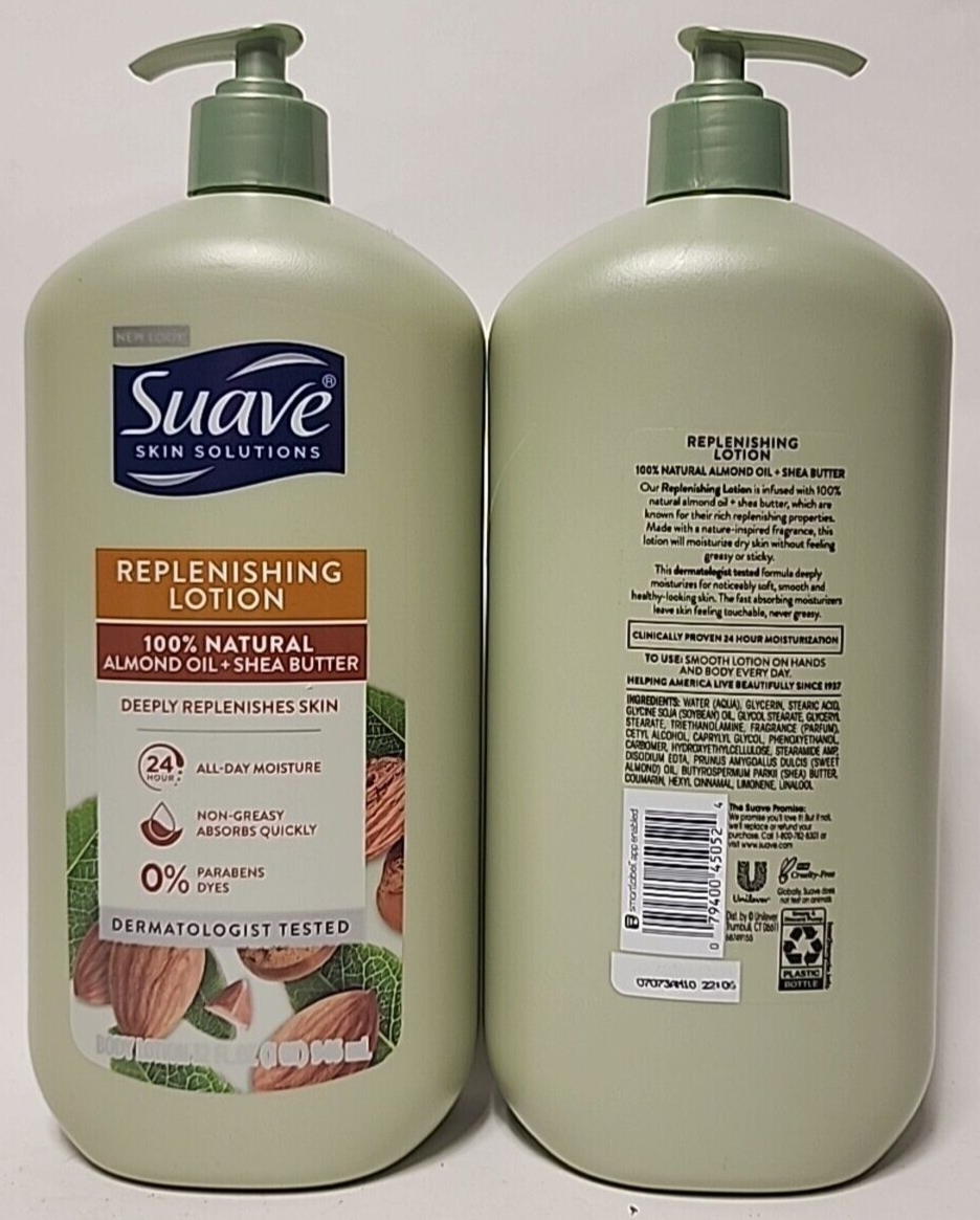 (2) Suave Skin Solutions Replenishing Lotion Natural Almond Oil Shea Butter 32oz | eBay