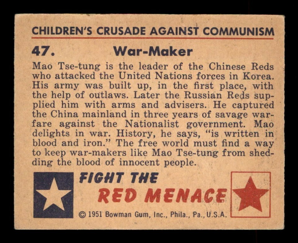 1951 Bowman Red Menace #47 War-Maker EX *f1 | eBay
