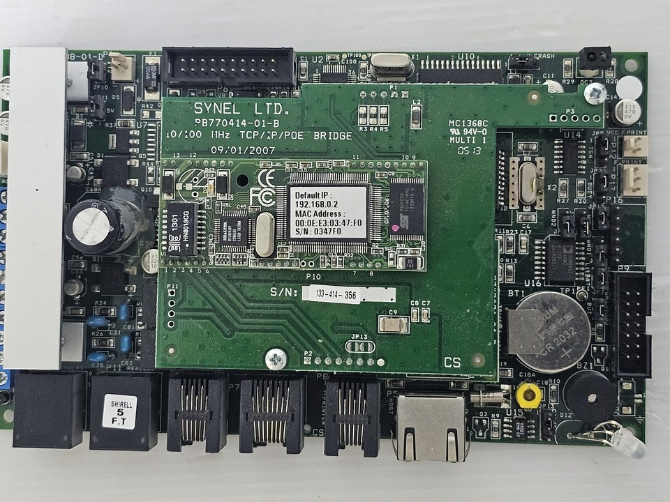 Synel LTD PB770888-01-D Access Control Main Board w/ PB770414-01-B TCP ...