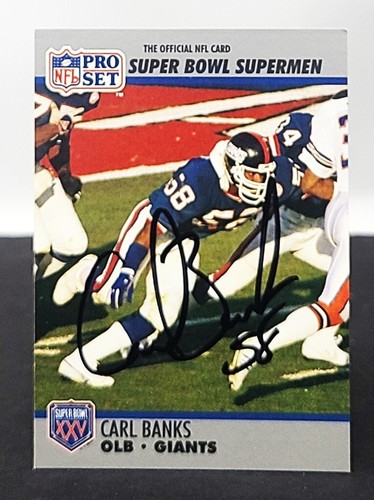 CARL BANKS Signed 1990 Pro Set Super Bowl Supermen Card #94 New York ...