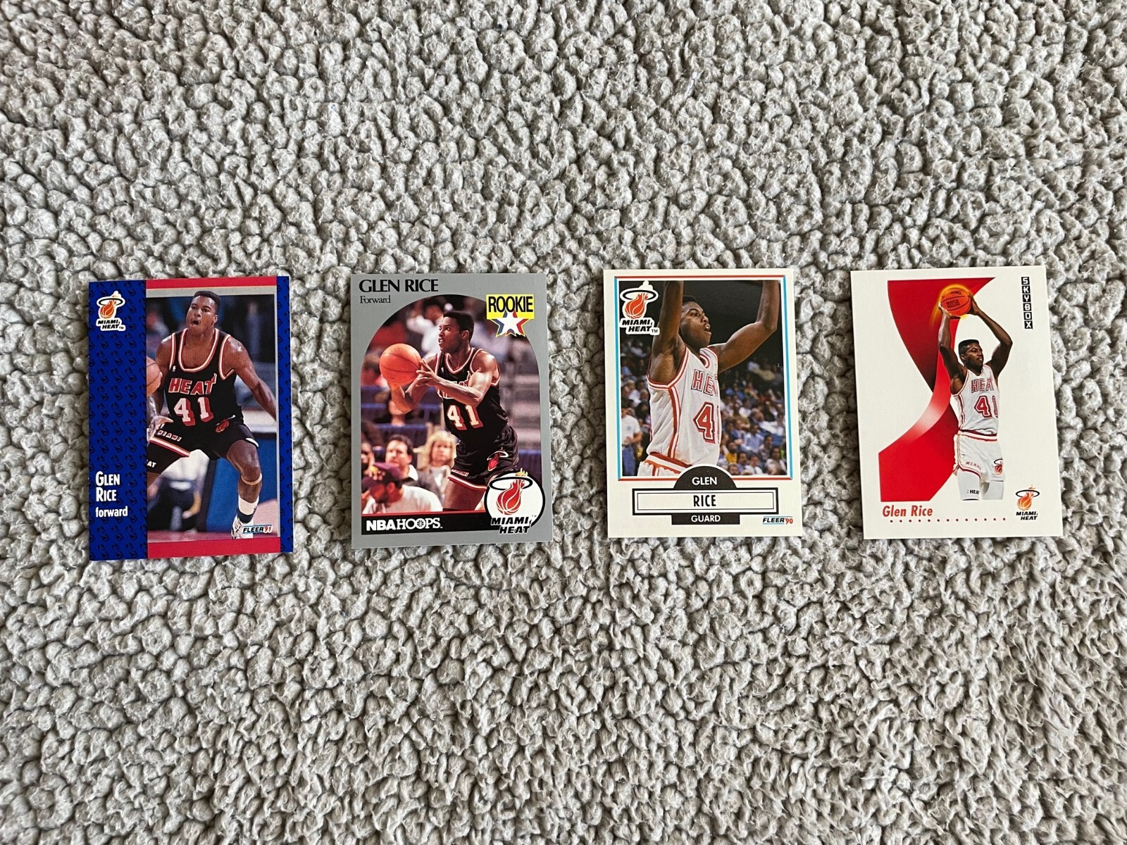 LOT OF 4: Glen Rice Basketball Cards Fleer RC Skybox NBA Hoops RC Miami ...