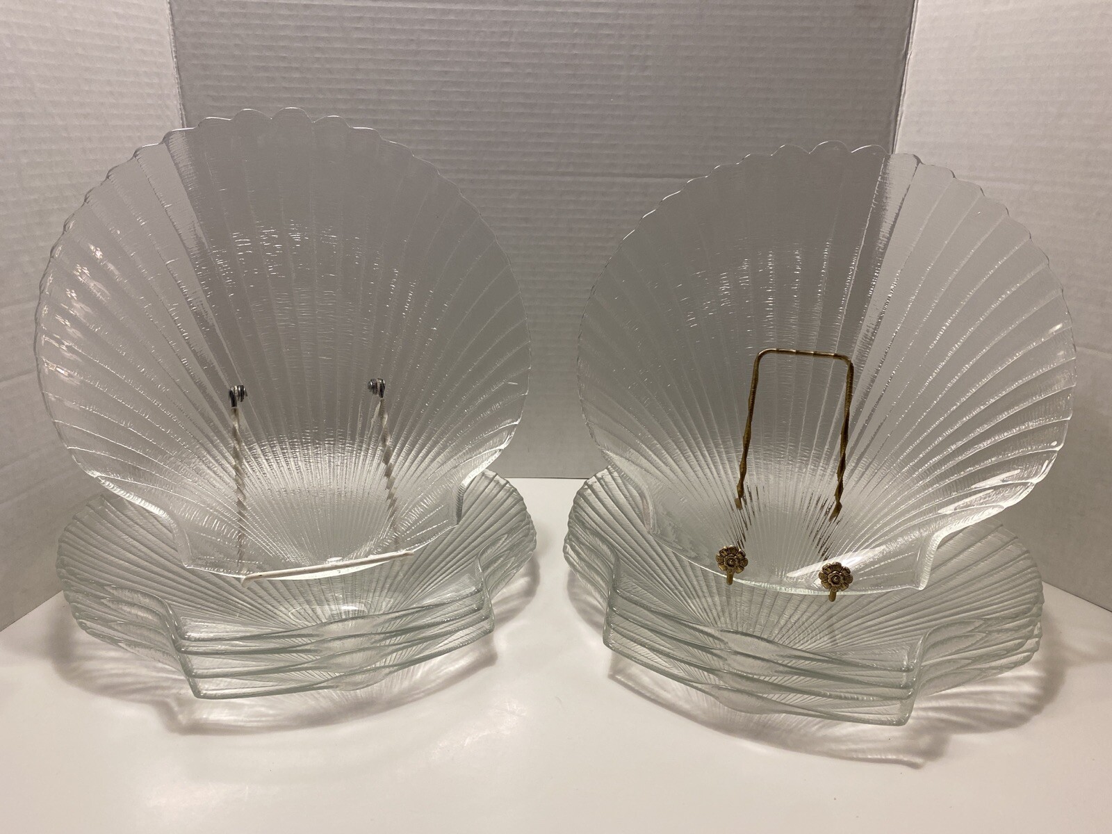 (10) Clear Glass Seashell Clam Scalloped 11” Dinner Plates France ...