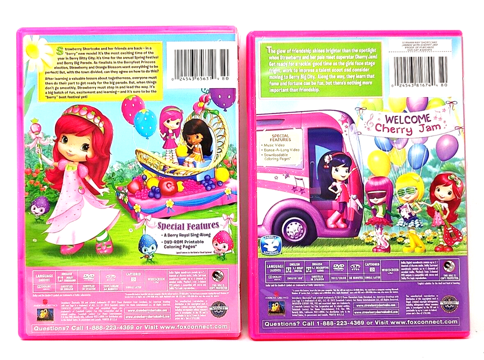 Strawberry Shortcake DVDs Lot of 2 Berryfest Princess Movie & Jammin ...