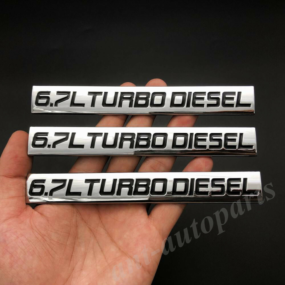 3pcs Metal Chrome 6.7L Turbo Diesel Car Trunk Emblem Badge Decals ...