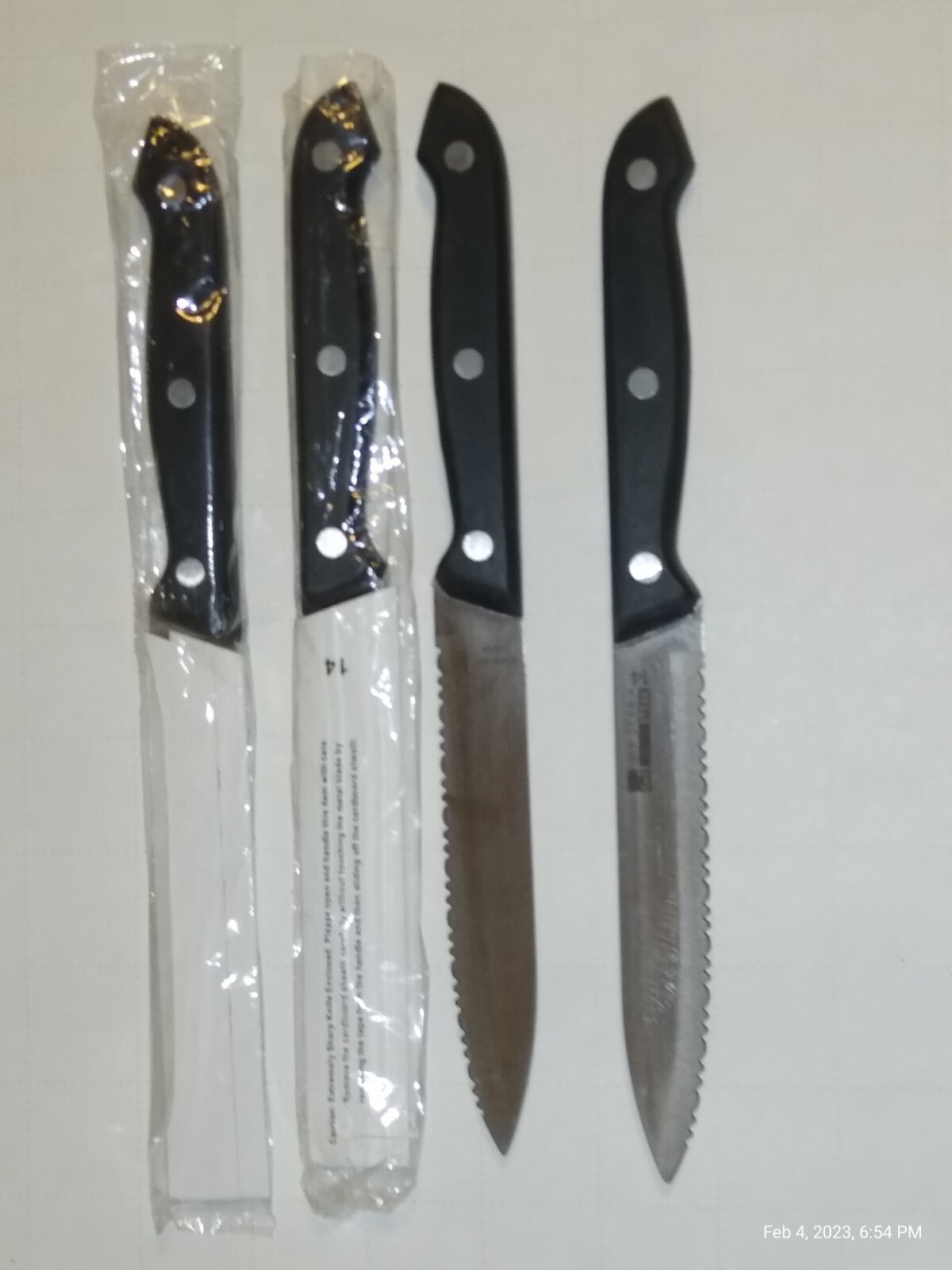 4 Ronco Showtime Six Star #14 Stainless Steel Kitchen Black Steak Knife ...