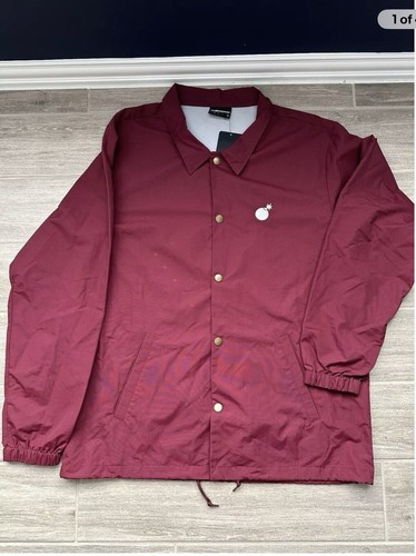 The Hundreds Mens Maroon Forever Bar Logo Coach's Rain Jacket Large | eBay