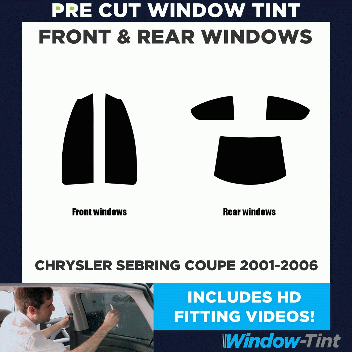 For Chrysler Sebring Coupe 2001-06 Full Pre Cut Window Tint Kit Front ...