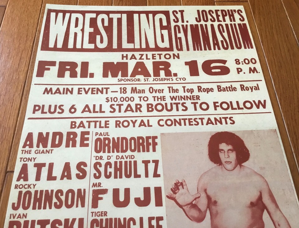 1984 ANDRE THE GIANT Ivan Putski Mr. Fuji Hazleton Pa. Wrestling Poster ...