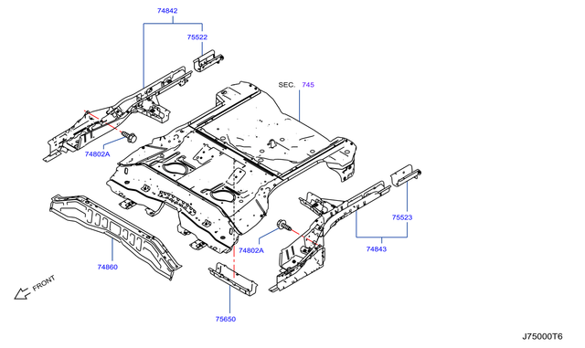 Genuine Nissan Member ASSY Front Side RH G51106MA0A / G5110-6ma0a OEM ...