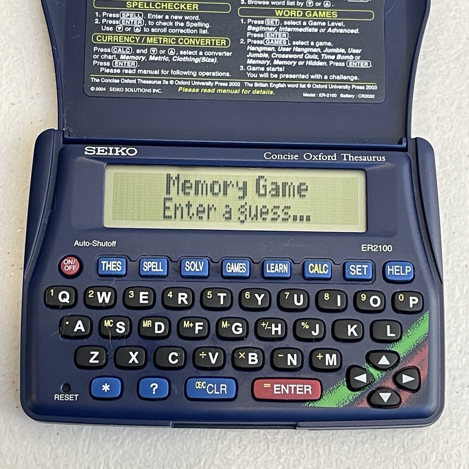 Seiko ER2100 Concise Oxford Thesaurus Spellchecker Crossword Solver Box ...
