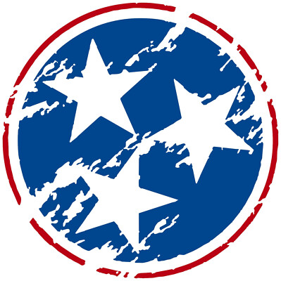 Tennessee Distressed Tri Star Blue and Red Sticker Decal (Select your ...
