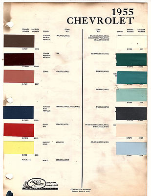 1955 Chevrolet Corvette Bel Air Nomad 150 210 Delray 55 Paint Chips Arco