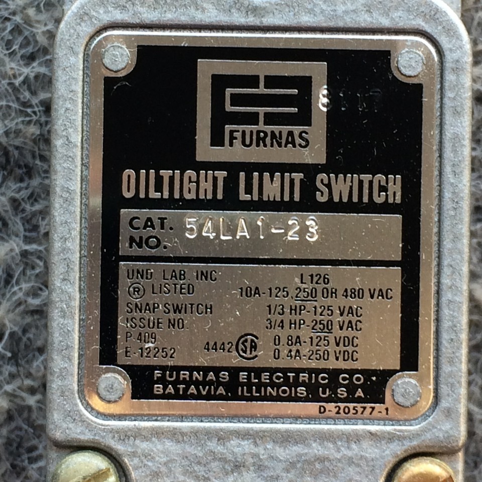 FURNAS 54LA123 COMPACT OIL TIGHT LIMIT SWITCH ROTARY MOMENTARY 54LA1-23 ...